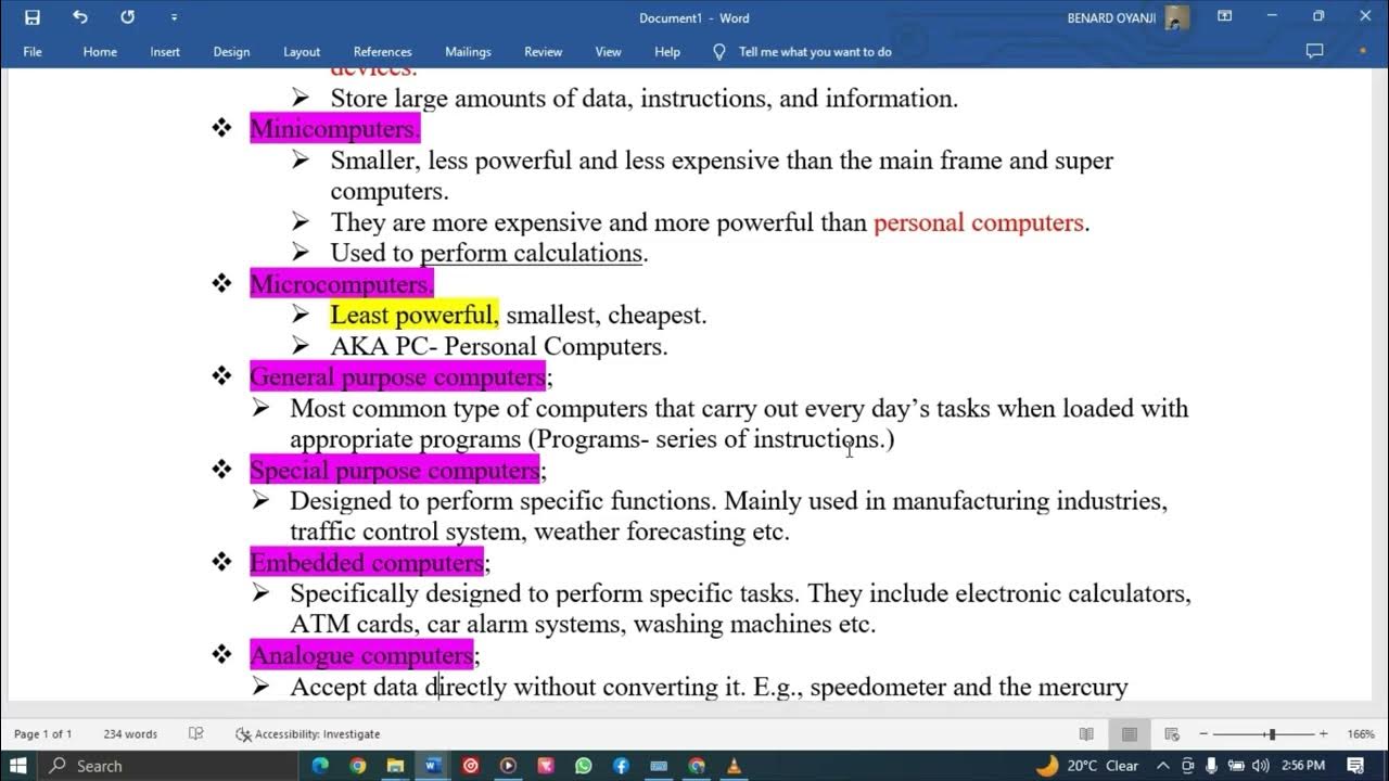 LESSON 4 COMPUTER GRADE 7; classification of computers - YouTube