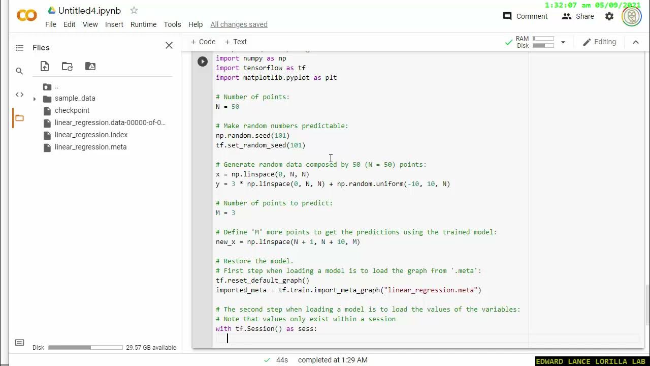 【PYTHON OPENCV】Testing a linear regression model using TensorFlow - YouTube