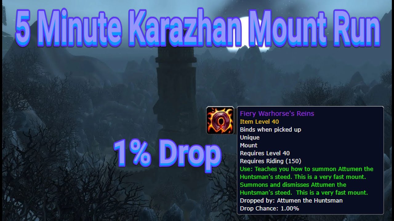 5 Minute Karazhan Mount Solo (Ret) : Wotlk Classic - YouTube