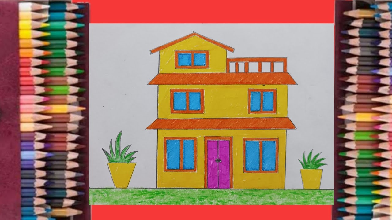How to draw a beautiful house || Easy house drawing for kids - YouTube