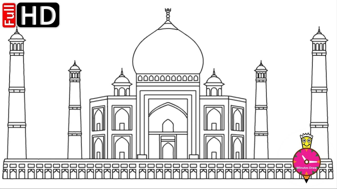 ताज महल चित्र खींचना कैसे आसान Step By Step | Easy Drawing Of Taj Mahal ...