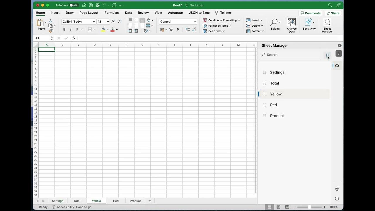 Sheet Manager Excel Addin - sort worksheets function - YouTube