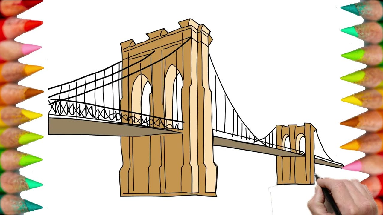 how to draw bridge step by step - YouTube