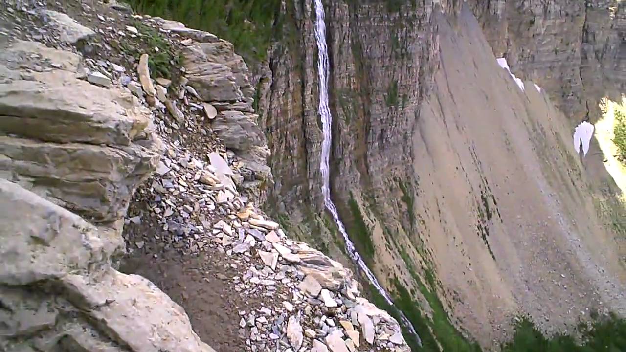 Crypt Lake hike cable traverse - YouTube