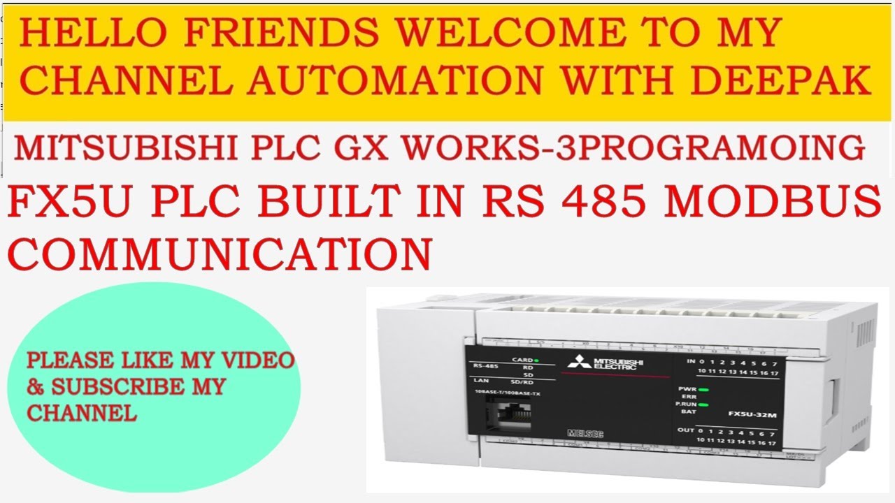 FX5U PLC BUILT IN RS-485 MODDBUS RTU COMMUNICATION USING ADPRW INSTRUCTION IN HINDI - YouTube