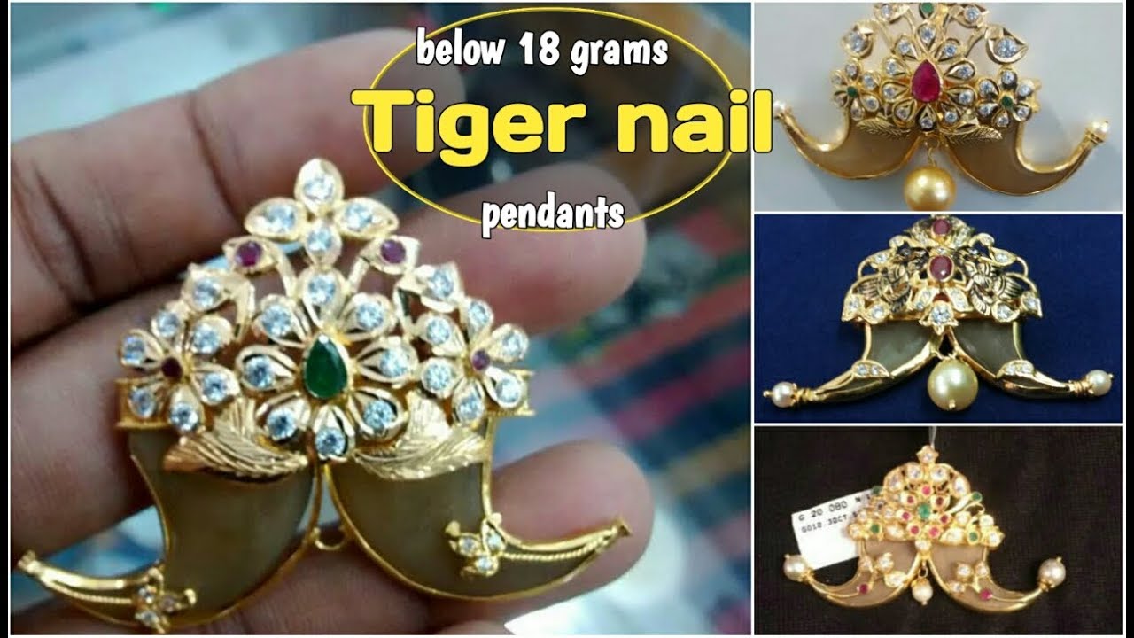 Below 18 grams tiger nail pendants || puligoru lockets || Sudhakar gold ...