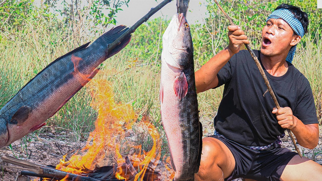 Catch n Cook a Big Fish | Cooking & Eat Spicy River Fish almost 3KG ...