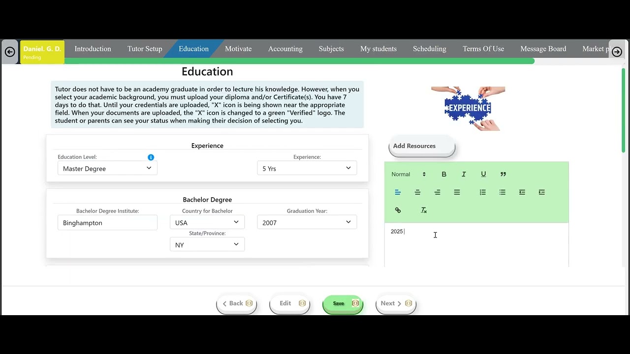Education Tab Explanation in learn.tutoring-academy.com - YouTube