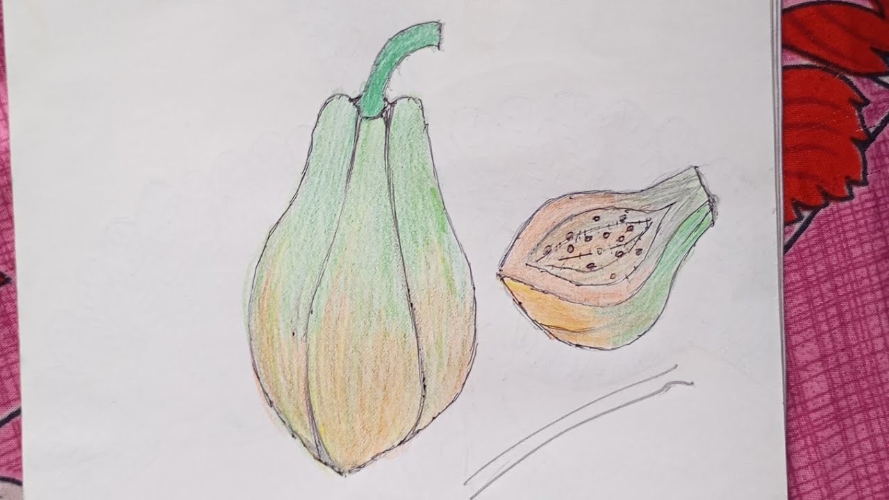 Papita kaise banaye || how to draw papaya #papaya #fruit #fruits # ...