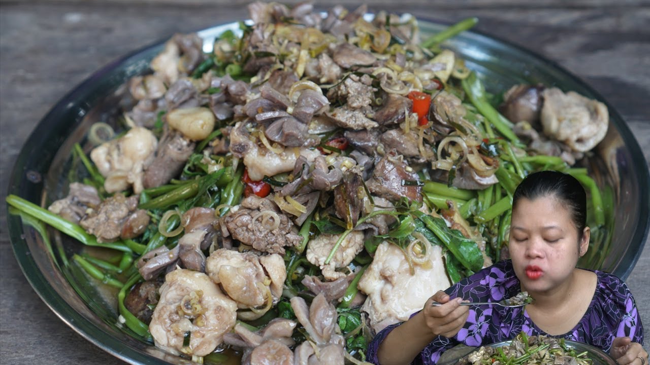 Stir fry chicken gizzard with water morning glory recipe - Simple ...