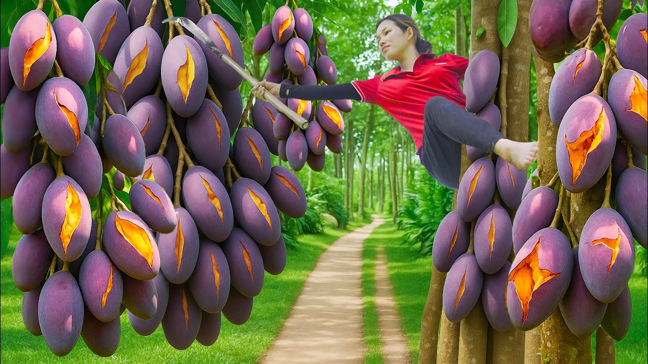 Harvesting GIANT Elephant-Ear Mangoes go to market sell – Spicy Sour ...