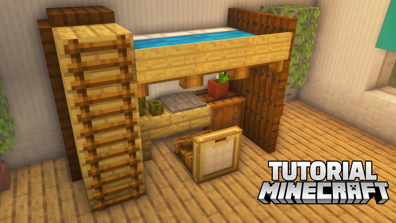 Como hacer una LITERA con ESCRITORIO en MINECRAFT - YouTube