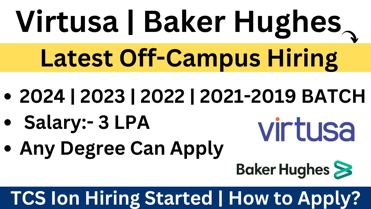 Virtusa Hiring | 2024 | 2023 | 2022-2019 BATCH | Salary:- 3 LPA | NQT ...