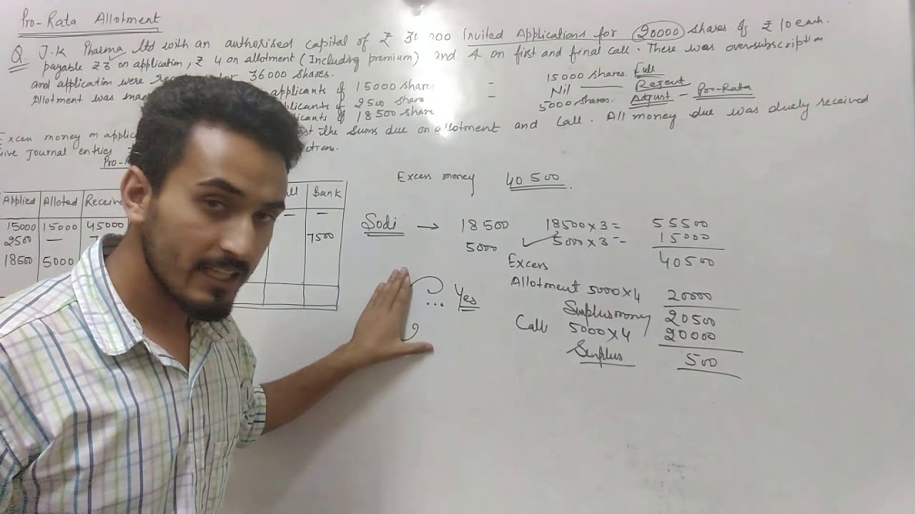 Pro rata question 10+2 Accountancy with Pro Rata table - YouTube