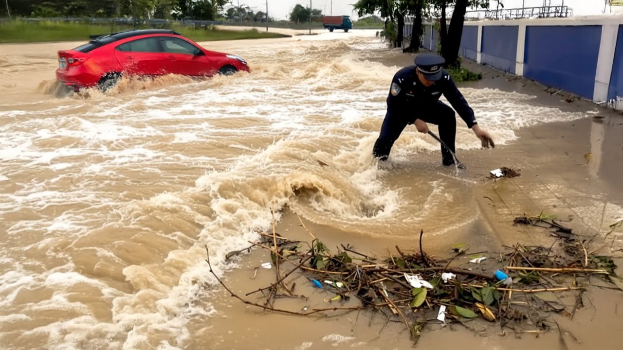Massive Unclogging Deep Flood on Street Road - Our Team Save Road After ...