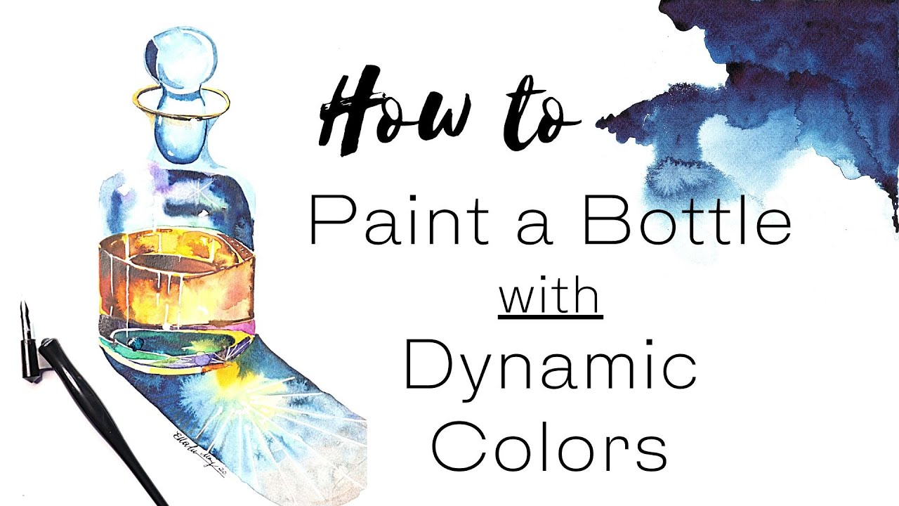 How to print a bottle with dynamic colors | 临摹一个色彩鲜艳的瓶子 - YouTube