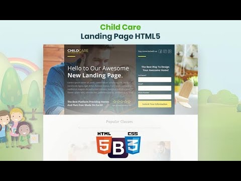 Daycare Professional Landing Page Template For Child Care - YouTube