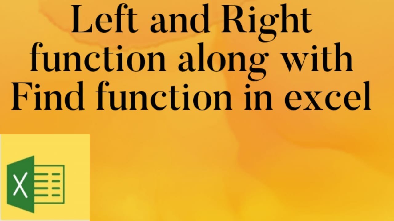 Advance Level Left Right Function Along with Find function - YouTube