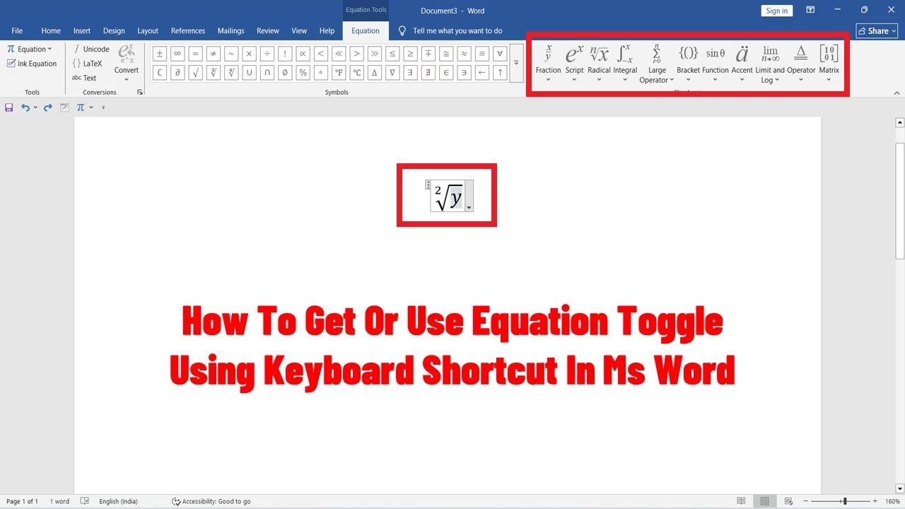 How To Get Equation Toggle Using Keyboard Shortcut In Ms Word ...