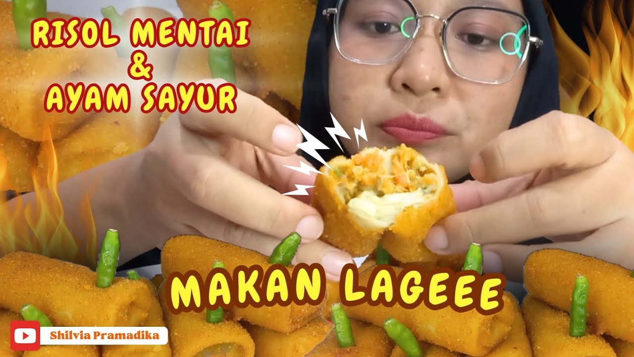 WAW ENAK KALI||MAKAN RISOL LUMER ISI SAUS MENTAI DAN AYAM SAYUR ...