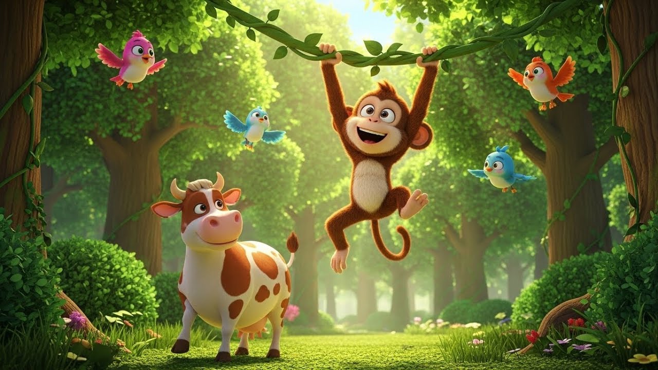 🌈🐒🐄 Monkey and Cow’s Big Friendship Adventure! | Fun Kids Story - YouTube