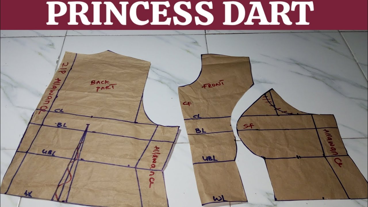 Detailed princess dart bustier, step by step method - YouTube