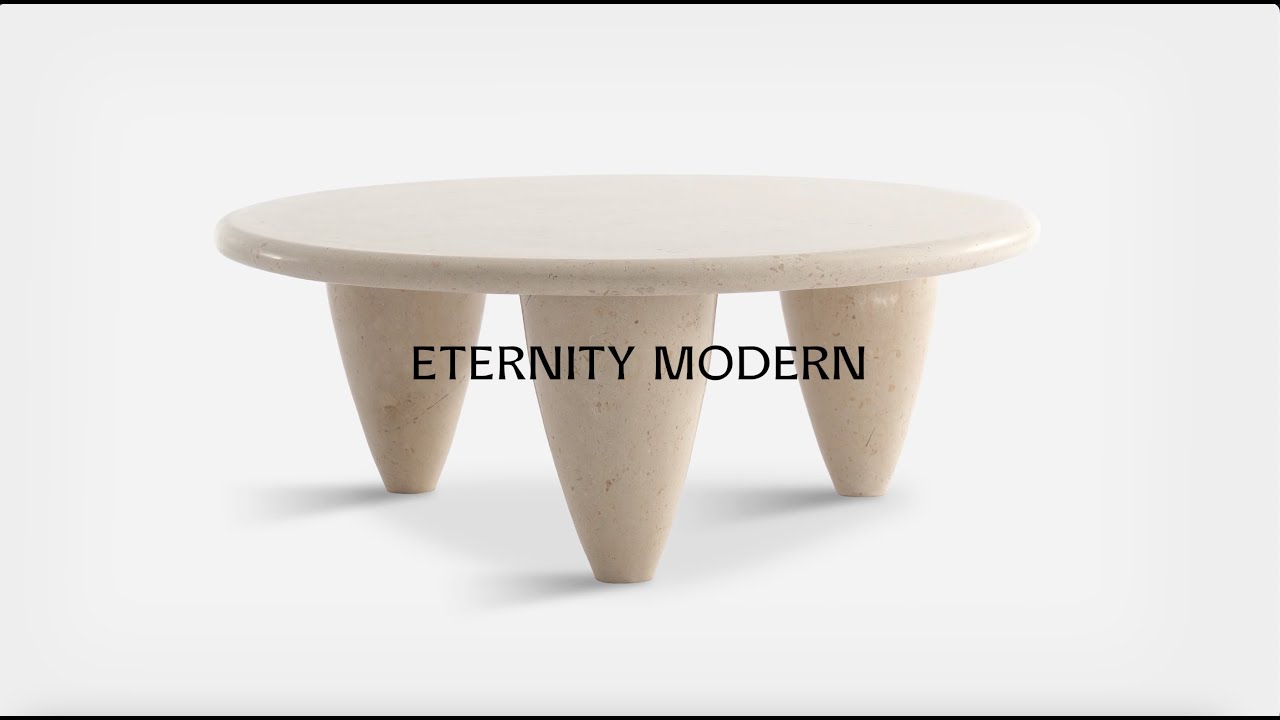 Percy Contemporary Round Stone Coffee Table with Three Legs | Modern ...