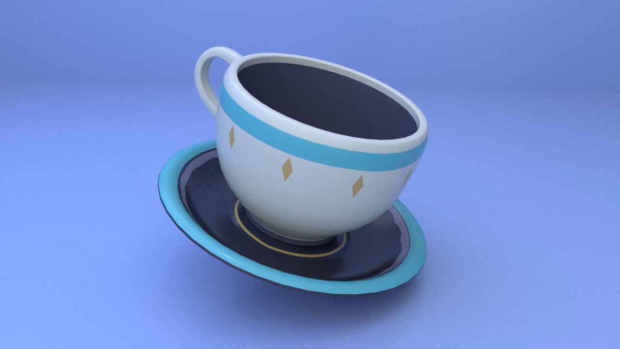 Coffee cup and plate 3D Model Turntable - Autodesk Maya - YouTube