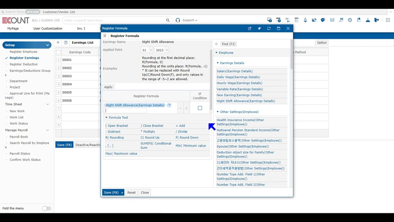 [ECOUNT Practice] Payroll - Setup - Reg. Earnings & Deduction - YouTube