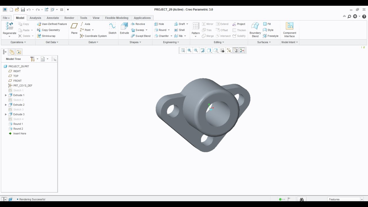 Creo Parametric Software Beginner Projects #22 - YouTube