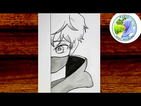 Easy anime sketch for beginners | How to draw half face anime boy ...