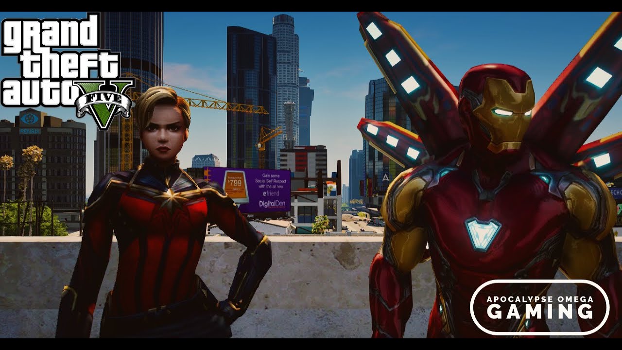 CAPTAIN MARVEL EPIC POWERS AND IRON MAN - GTA 5 MODS - YouTube