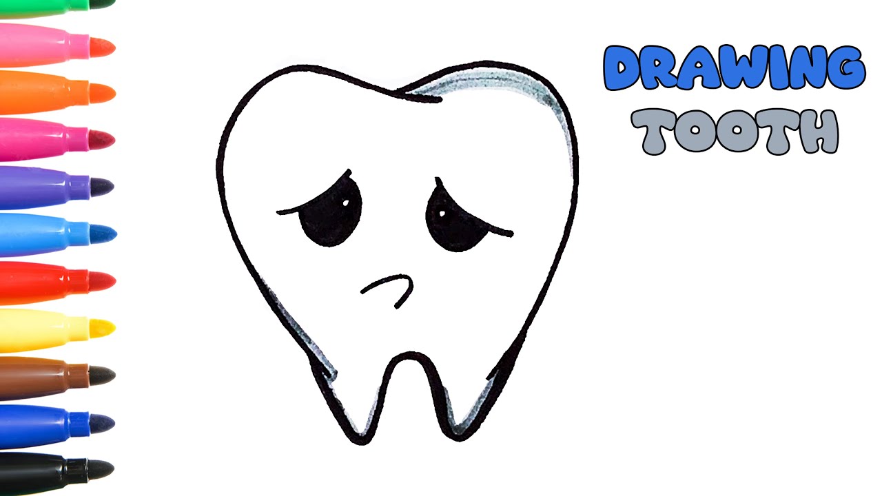 How To Draw A Tooth🦷 | Step By Step | Easy Cute Drawings - YouTube