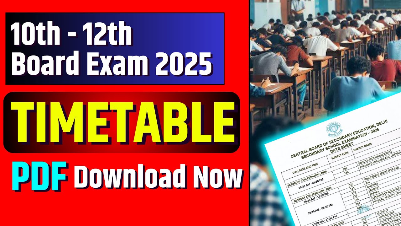 10th 12th Board Exam 2025 | Timetable PDF | CBSE Board - YouTube