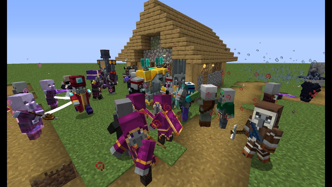 イリジャー襲撃(無編集2) (Forge 1.16.5) 10/26 Minecraft moded raid Forge 1.16.5 ...