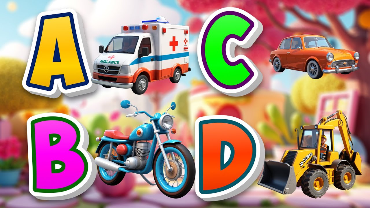 A B C Vehicle Song | Fun Alphabet Song for Kids | Learn ABC with Music & Colorful 3D Animation ...