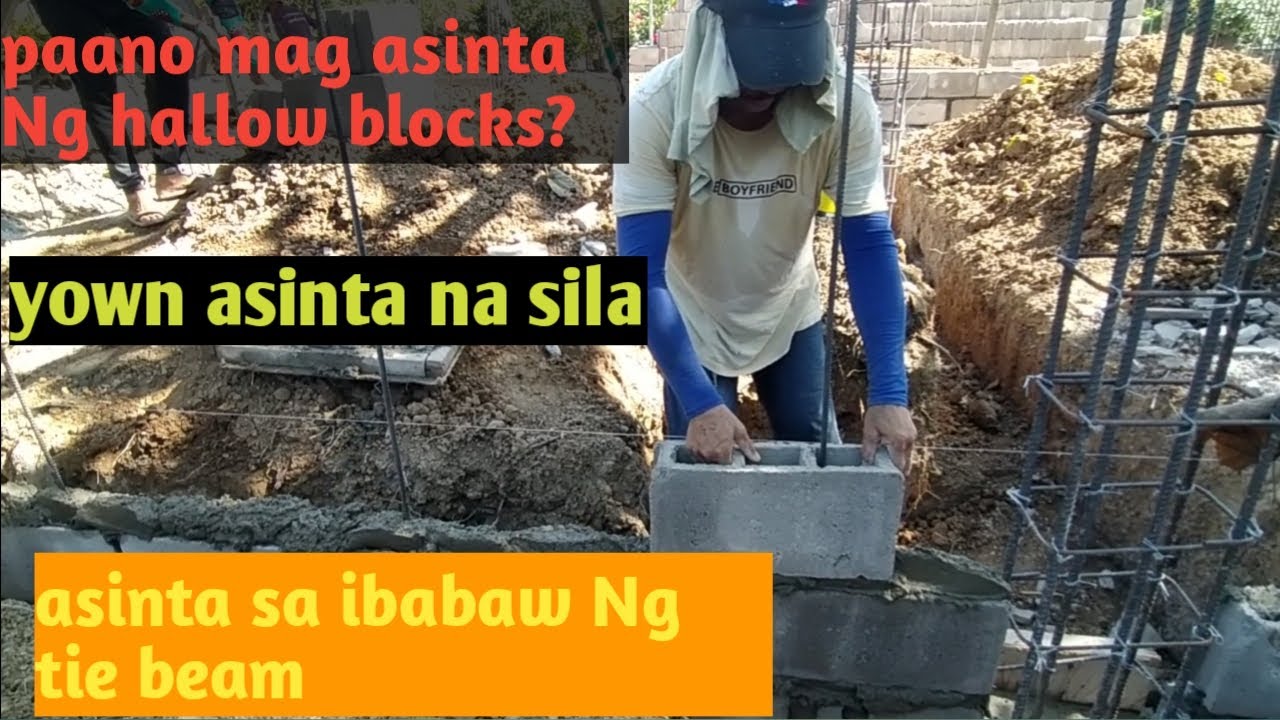 Pag asinta Ng hallow blocks sa ibabaw Ng tie beam - YouTube