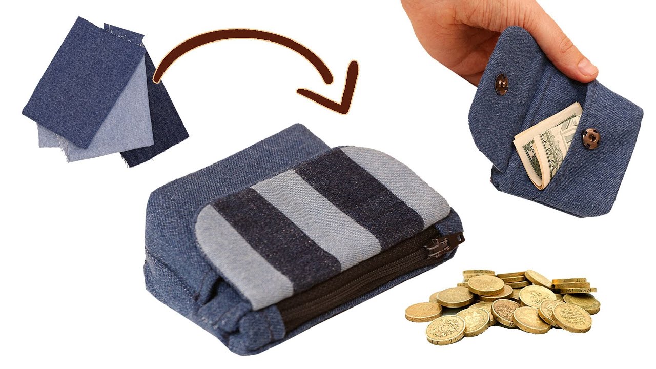 How to sew a handmade wallet out of old jeans quickly and simply! - YouTube