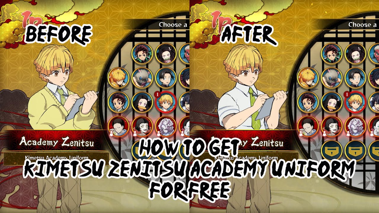 HOW TO GET KIMETSU ACADEMY ZENITSU UNIFORMS DLC FOR FREE | DEMON SLAYER ...
