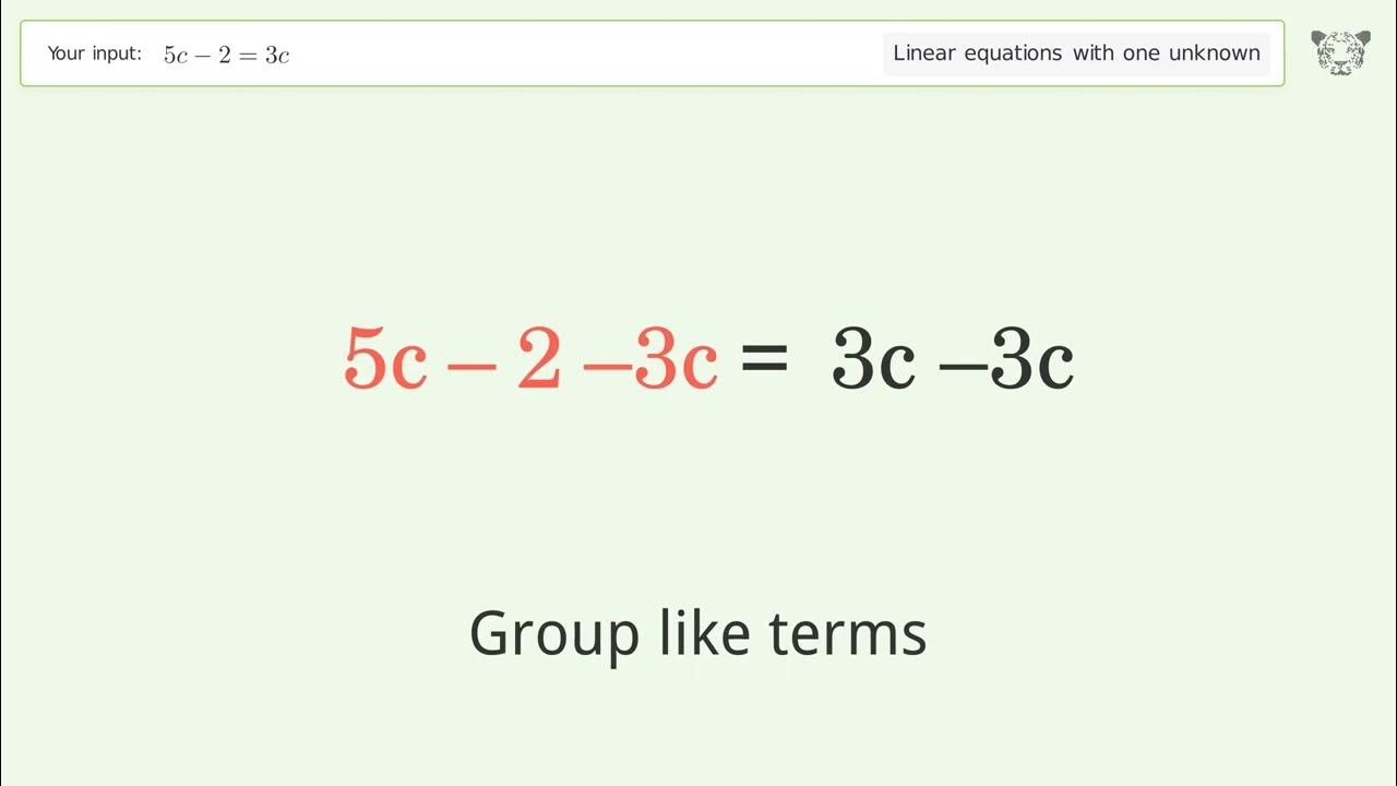 Linear equation with one unknown: Solve 5c-2=3c step-by-step solution ...