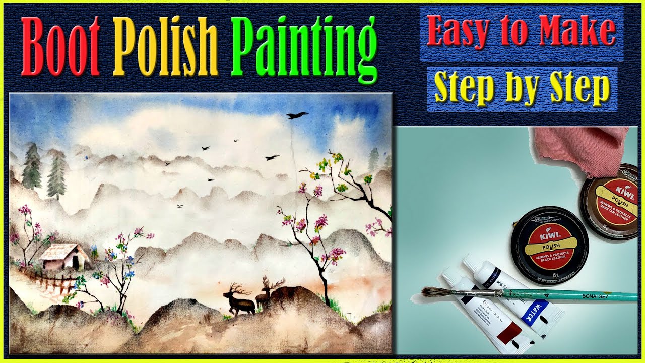 Boot Polish Painting Tutorial | Landscape Painting | Easy to Make | बूट ...