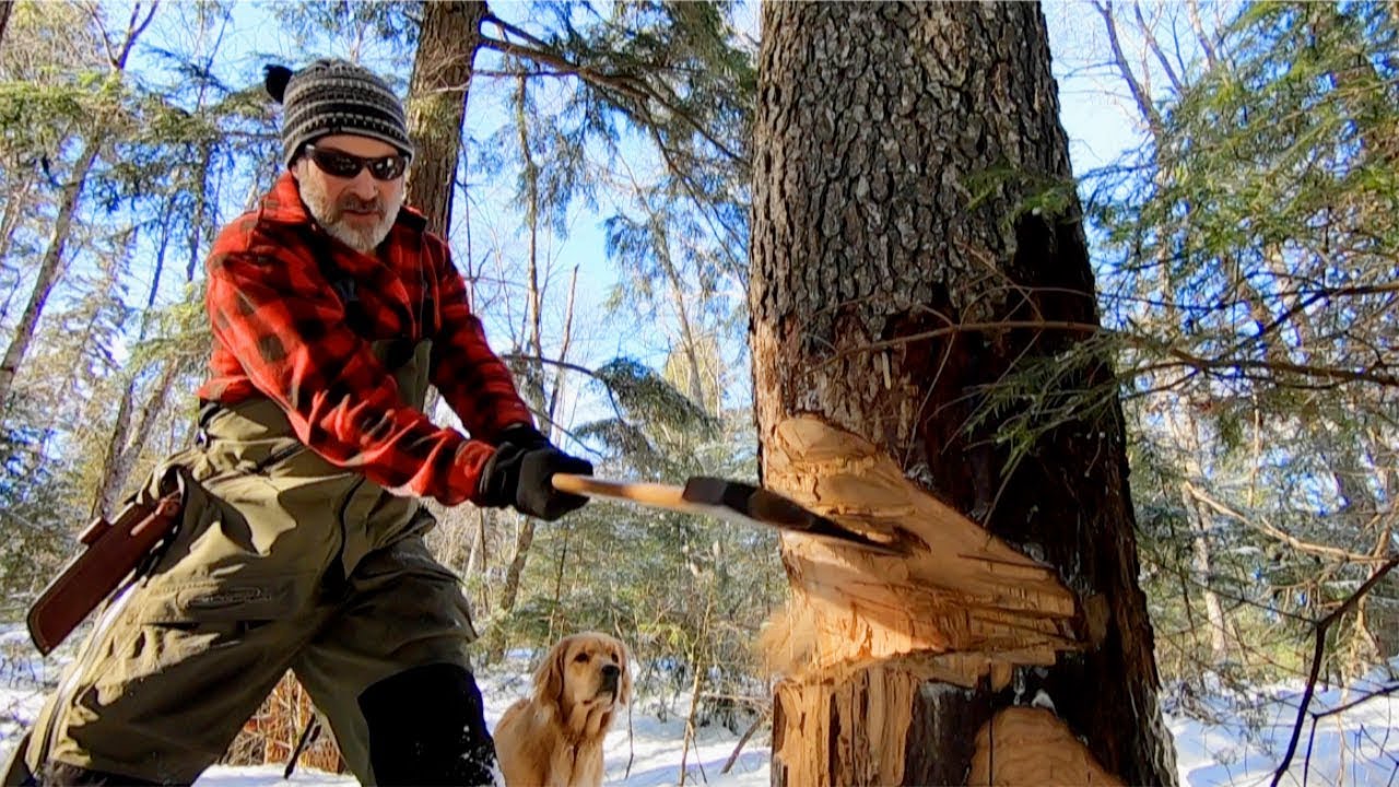 Building The Loft of the Log Cabin using Hand Tools | Axe, Cherry Tree ...