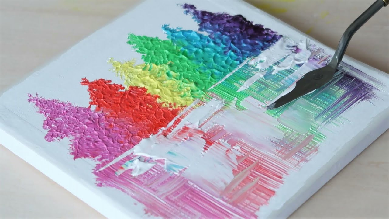 Rainbow Trees｜Acrylic Painting｜Easy Art｜Abstract｜Tutorial｜Relaxing ...
