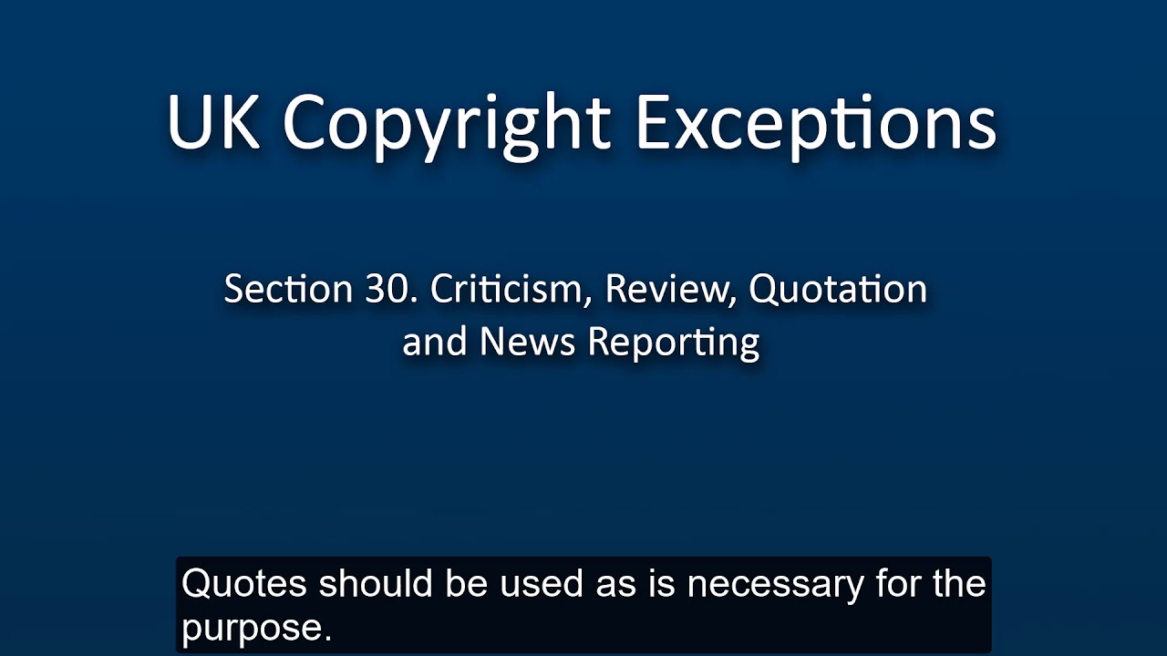 UK Copyright exceptions - YouTube