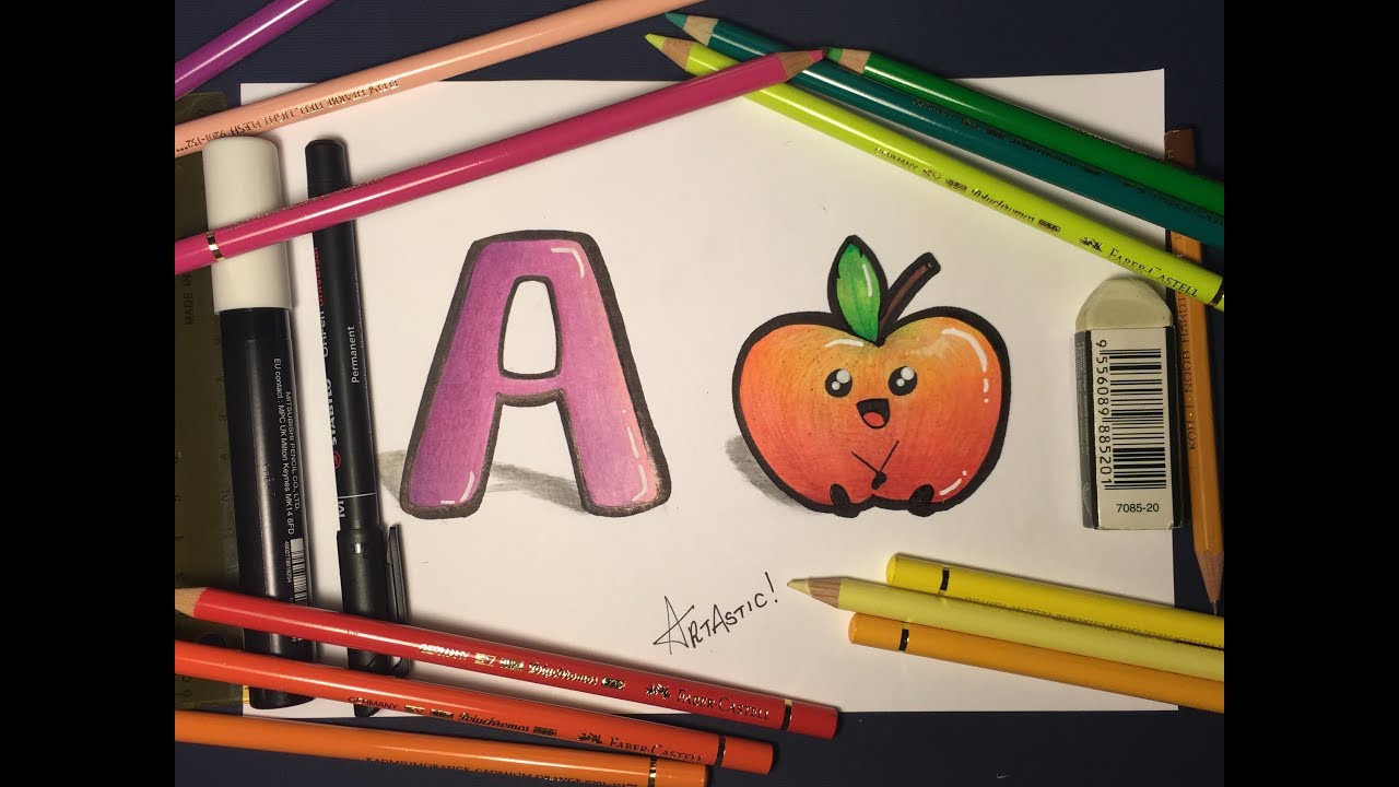 Speed Drawing Kawaii Apple - YouTube