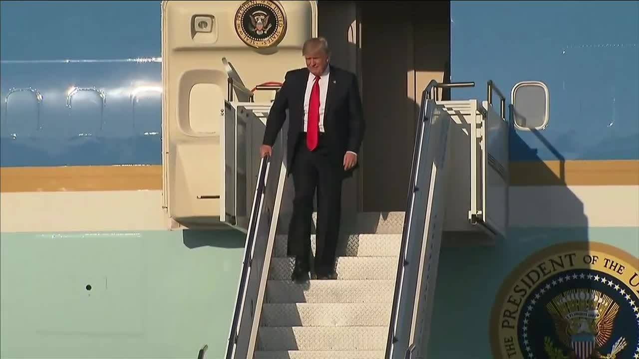 President Trump arrives to Mar-a-Lago for first time as POTUS - YouTube