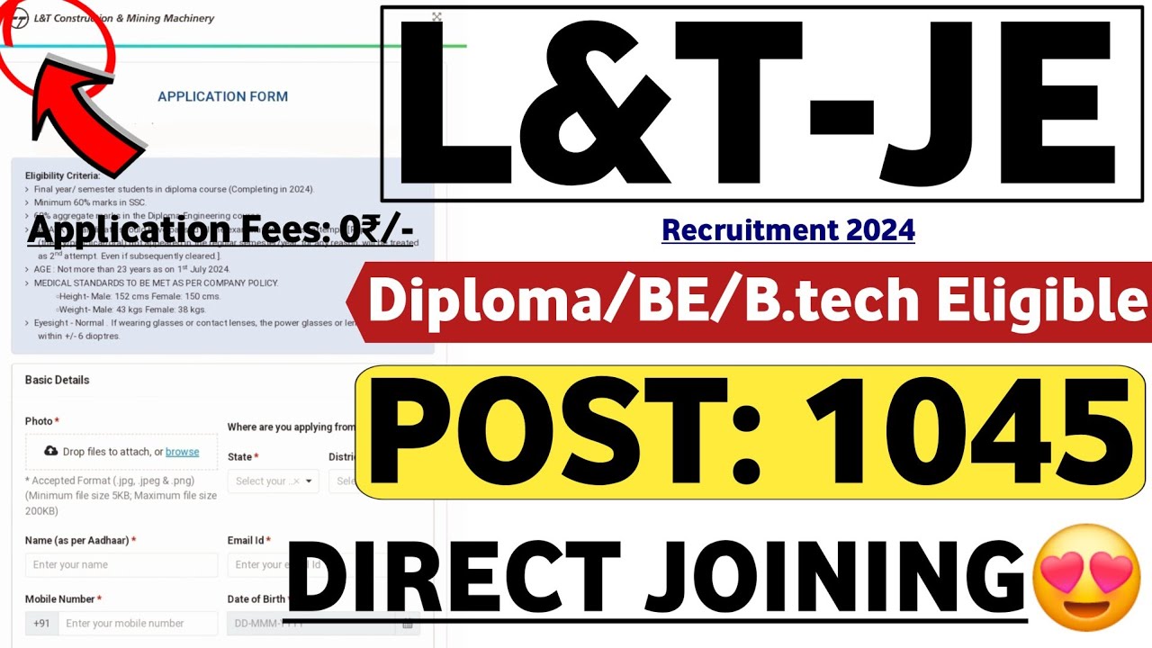 L&T Recruitment 2024 | POST: 1045 | L and T Job Vacancy 2024 | L&T ...