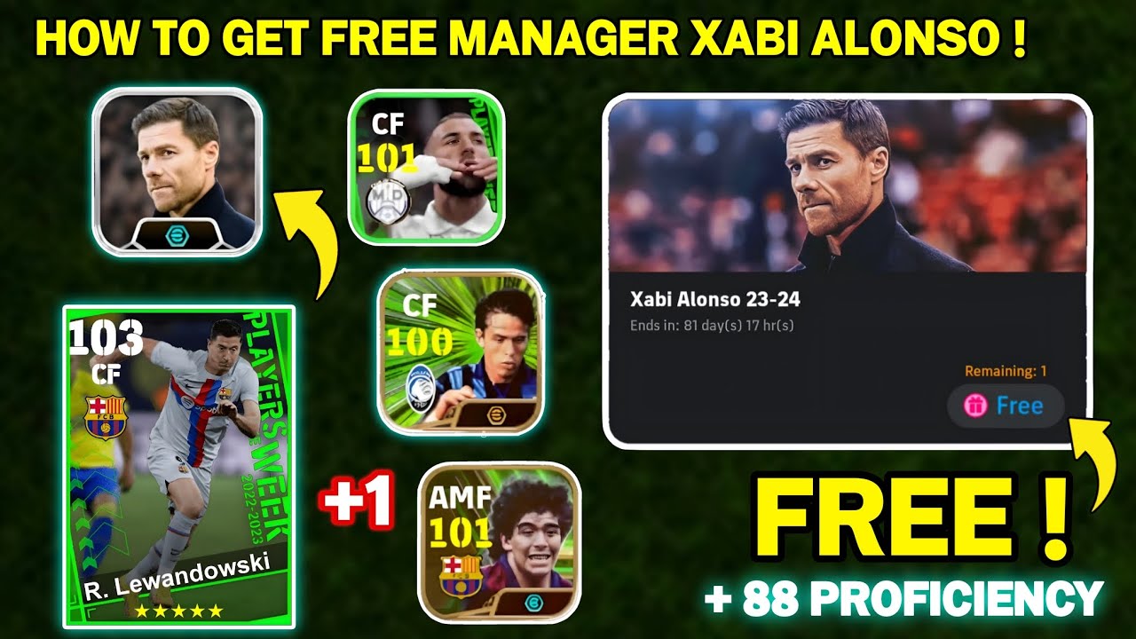 HOW TO GET FREE MANAGER XABI ALONSO || EFOOTBALL 2024 MOBILE - YouTube