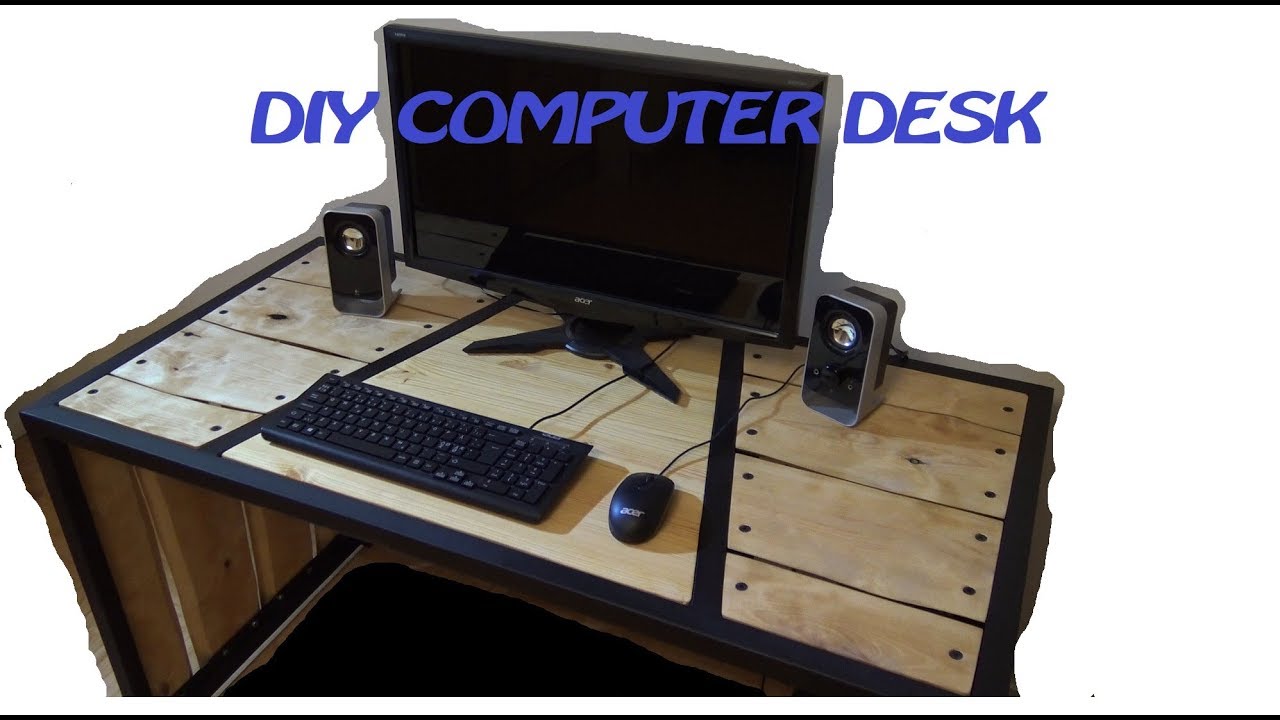DIY Computer Desk / Tietokonepöytä puusta ja teräksestä - YouTube