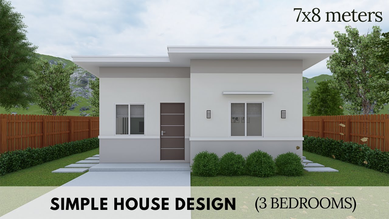 Small House Design | 7x8 meters (56sqm) | 3 Bedrooms - YouTube